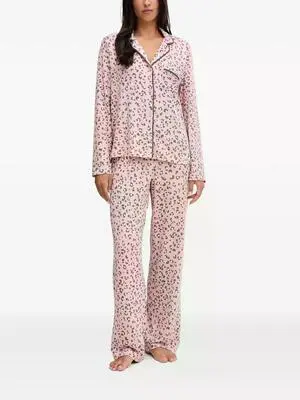 Dkny Buttoned Animal Print Pajama Set - Pink