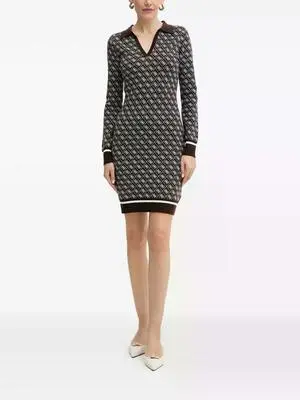 Guess Patterned V-neck Mini Dress - Brown