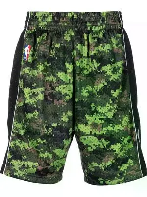 Mitchell & Ness Camouflage-print Track Shorts - Green