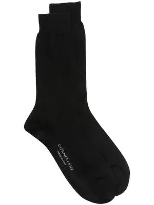 Corneliani Cotton Mid-calf Length Socks - Black