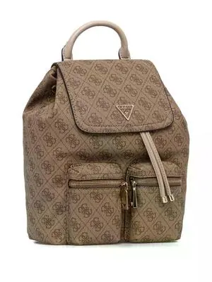 Guess Monogram Flap Backpack - Brown