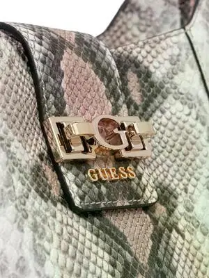 Guess Snake-effect Tote Bag With Chain Detail