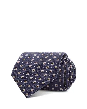 Canali Silk Geometric Neck Tie - Navy