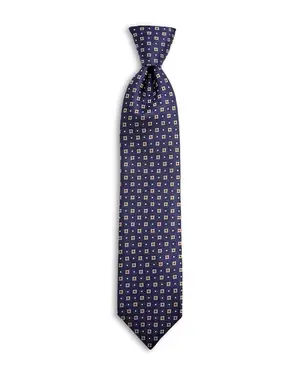Canali Silk Geometric Neck Tie - Navy