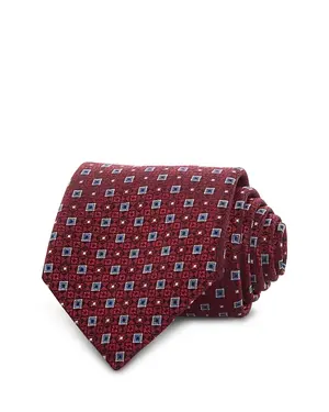 Canali Classic Geometric Neck Tie - Red