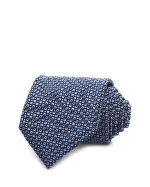 Canali Silk Classic Micro Floral Neck Tie - Blue