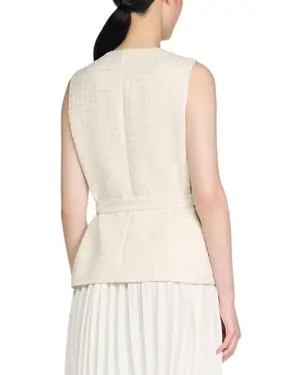 Sandro Bloom Mixed Media Short Dress - Ecru