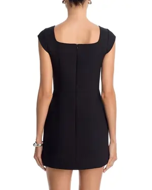 French Connection Azra Square Neck Twill Mini Dress - Black