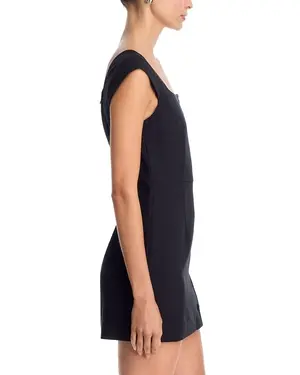 French Connection Azra Square Neck Twill Mini Dress - Black