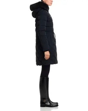 Mackage Shearling Trim Diamond Quilted Down Coat