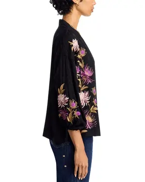 Johnny Was Embroidered Tie Sleeve Kimono