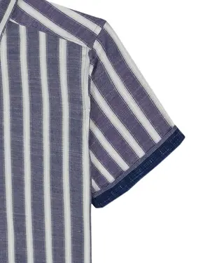 Robert Graham Preston Stripe Short Sleeve Woven Shirt - Navy
