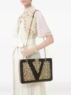 Valentino Garavani Snakeskin-patterned Leather Tote Bag