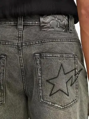 A BATHING APE Star-print Distressed Shorts