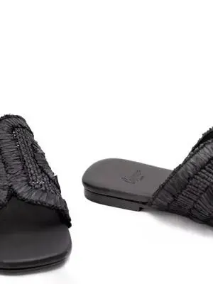 CastaÑer Woven Flat Sandals - Black