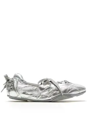 Acne Studios Lace-up Leather Ballet Flats - Silver