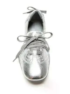 Acne Studios Lace-up Leather Ballet Flats - Silver