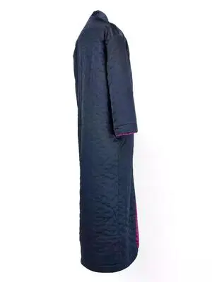 Gianfranco Ferre Quilted V-neck Coat With Violet Trim