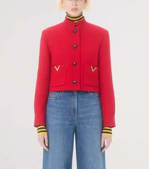 Valentino Garavani Wool-silk Cropped Pea Coat