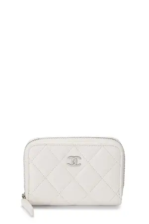 Chanel Caviar Zip Around Coin Purse - White