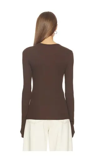 GRLFRND Crew Neck Extra Long Sleeve Tee - Brown