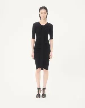 Valentino Garavani Knitted Short Dress With Bow Detail - Black