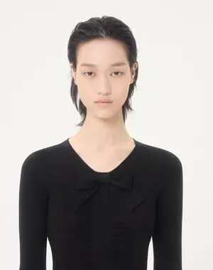 Valentino Garavani Knitted Short Dress With Bow Detail - Black