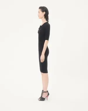 Valentino Garavani Knitted Short Dress With Bow Detail - Black