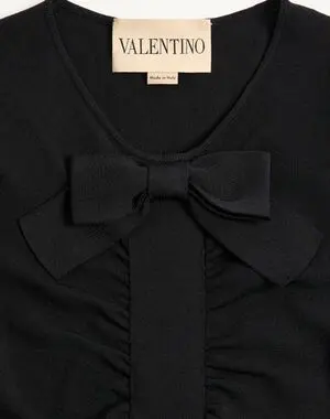 Valentino Garavani Knitted Short Dress With Bow Detail - Black