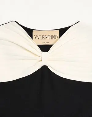 Valentino Garavani Knitted Short Dress With Bow Detail - Black/ivory