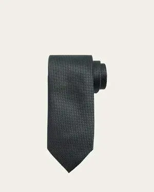 Zegna Micro-birdseye Jacquard Silk Tie - Gray