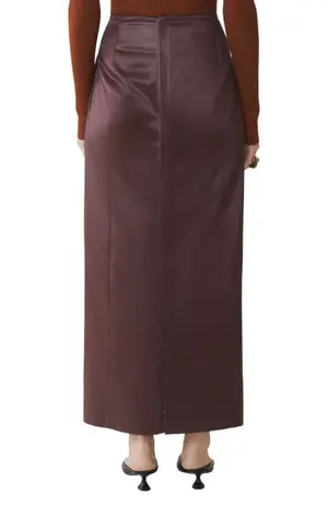 LANVIN Straight Midi Skirt In Satin Fabric - Mocha