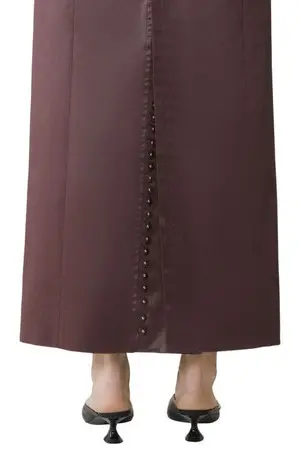 LANVIN Straight Midi Skirt In Satin Fabric - Mocha