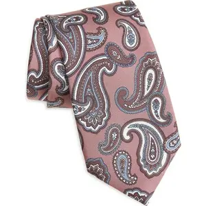 Brioni Paisley Silk Neck Tie - Old Rose/brown