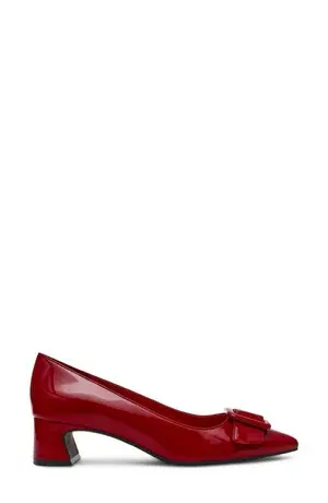 Anne Klein Senara Buckle Pointed Toe Pump - Deep Red