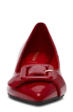 Anne Klein Senara Buckle Pointed Toe Pump - Deep Red