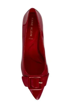 Anne Klein Senara Buckle Pointed Toe Pump - Deep Red