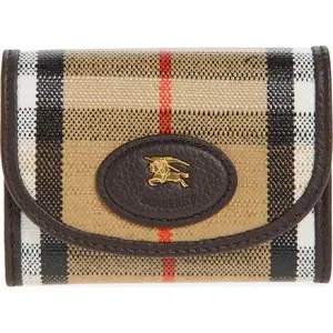 Burberry Highlands Check Coated Canvas Compact Wallet - Sand