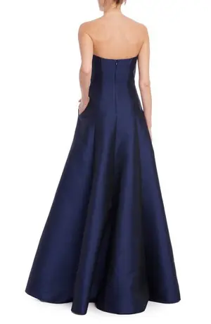 Badgley Mischka Strapless Satin Gown