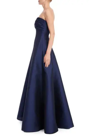 Badgley Mischka Strapless Satin Gown