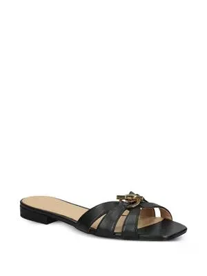 Ralph Lauren Buckle-strap Leather Sandals - Black