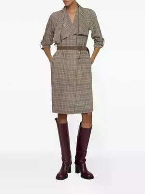 Burberry Scarf-collar Checked Mini Dress