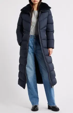 Moose Knuckles Belle Cote Down Puffer Coat With Shearling Collar