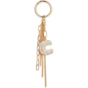 Chelsea28 Pavé Crystal Initial Bag Charm - C- Clear- Gold