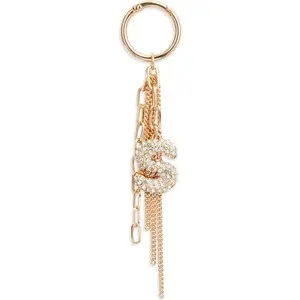 Chelsea28 Pavé Crystal Initial Bag Charm - S- Clear- Gold