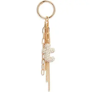 Chelsea28 Pavé Crystal Initial Bag Charm - T- Clear- Gold