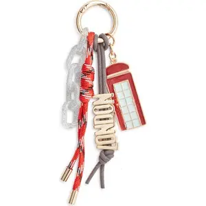 Chelsea28 London Travel Bag Charm - Red Multi- Gold