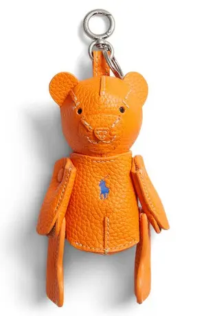Polo Ralph Lauren Pebble Leather Polo Bear Charm - Orange Peel