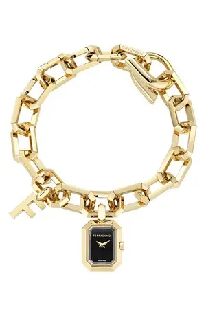 FERRAGAMO Charm Bracelet Watch - Ip Yellow Gold