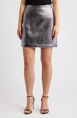 ICHI Metallic Miniskirt
